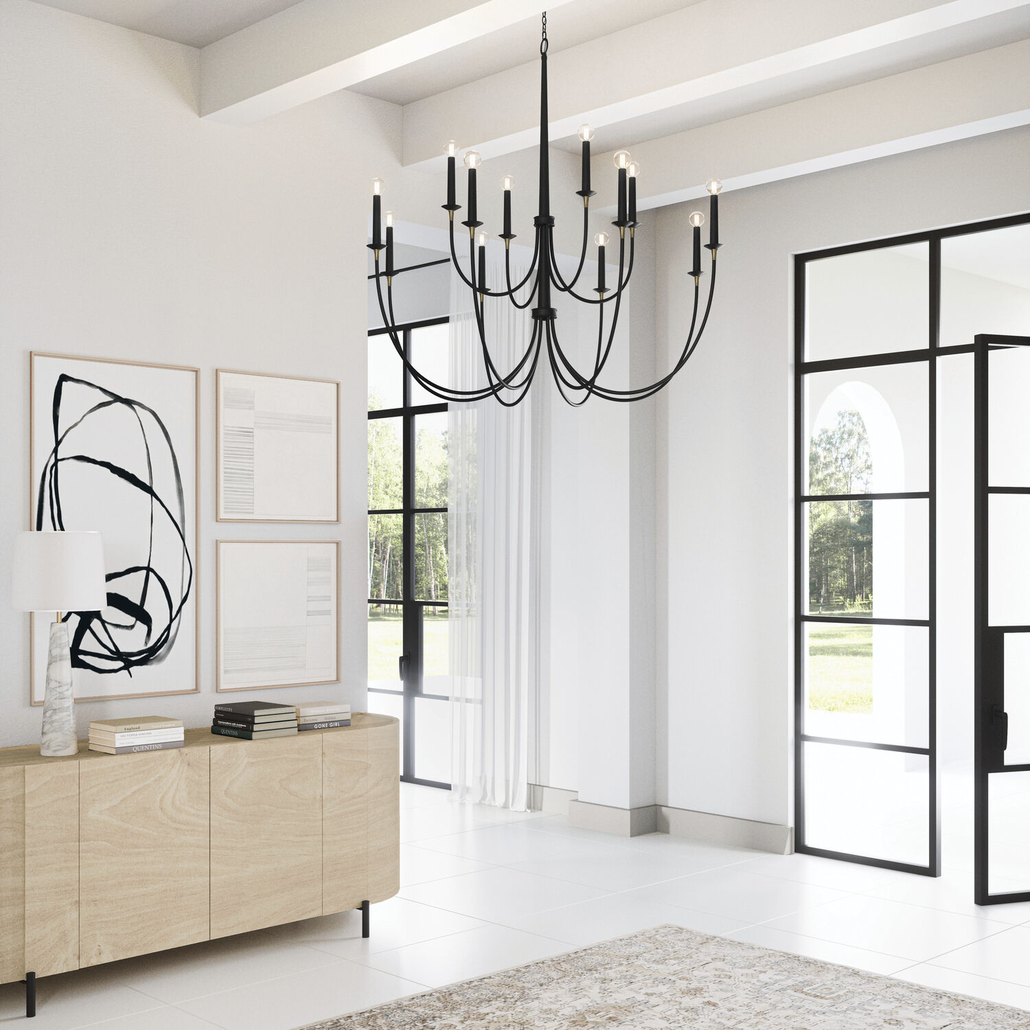 Capital Lighting 445601KB Amara 12 Light 54 inch Matte Black with Brass ...