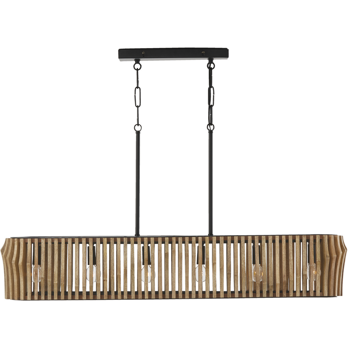 Archer 6 Light 41 inch Light Wood and Matte Black Island Light Ceiling ...